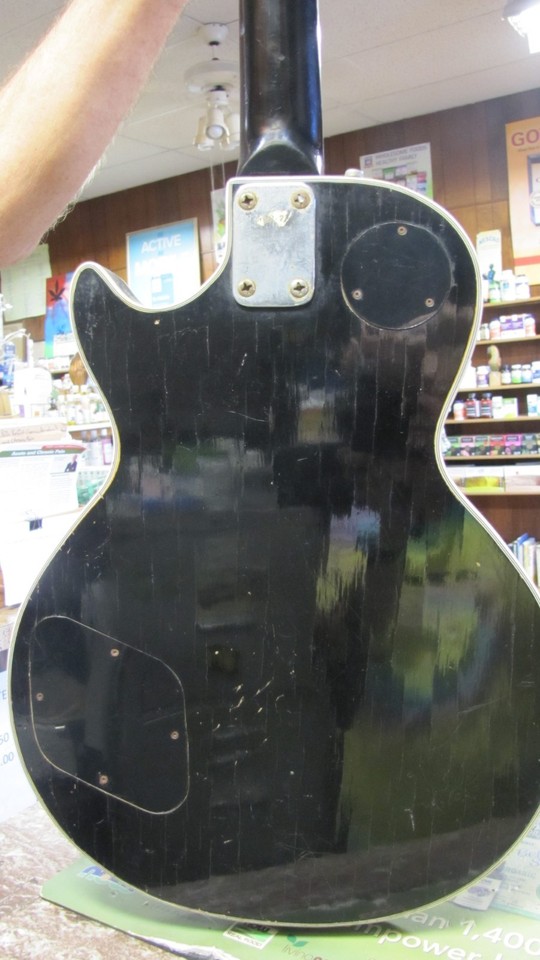 USED HONDO 11 1970'S KOREA 22 FRETS BLACK W/WHITE PIPING GUITAR PROJECT ...