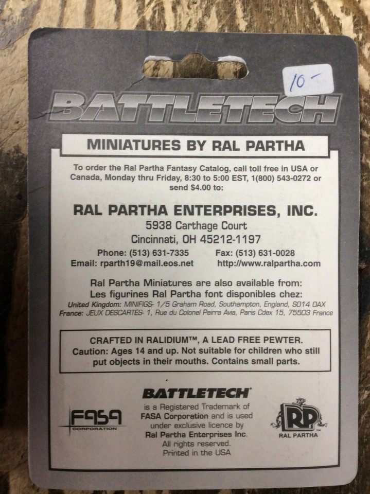 Anvil Anv 3m 20 669 Battletech Fasa Ral Partha New | eBay