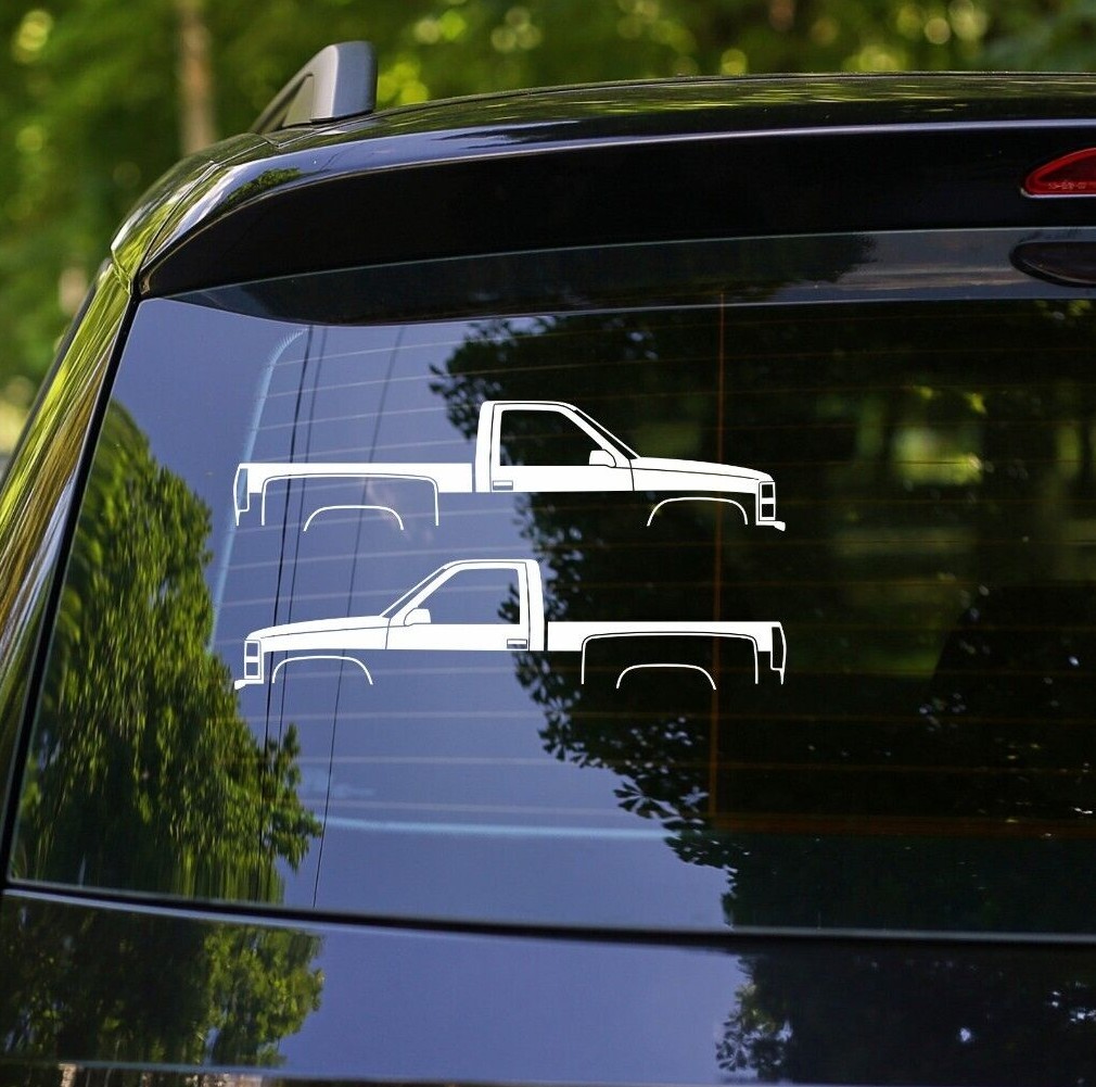 2x Truck Silhouette Decal Stickers for Chevrolet Silverado Stepside ...