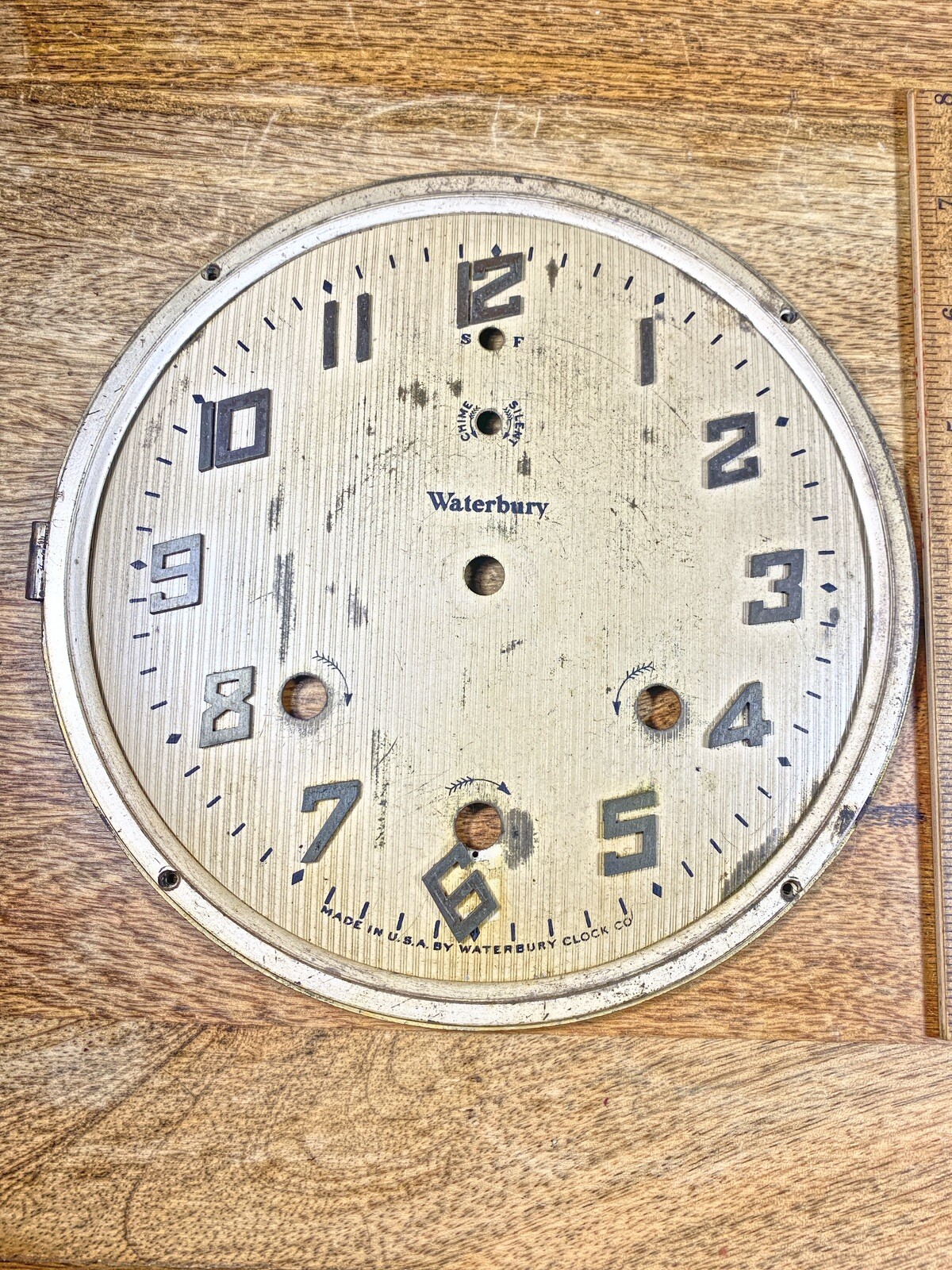Old Waterbury Westminster Chime Clock Dial Pan (See Pics to ID Mvmt ...