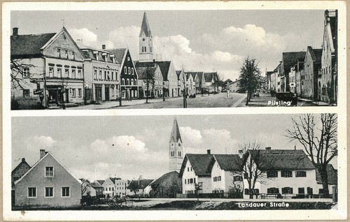 Ansichtskarte Pilsting - Blick auf den Marktplatz - Landauer Strasse ...
