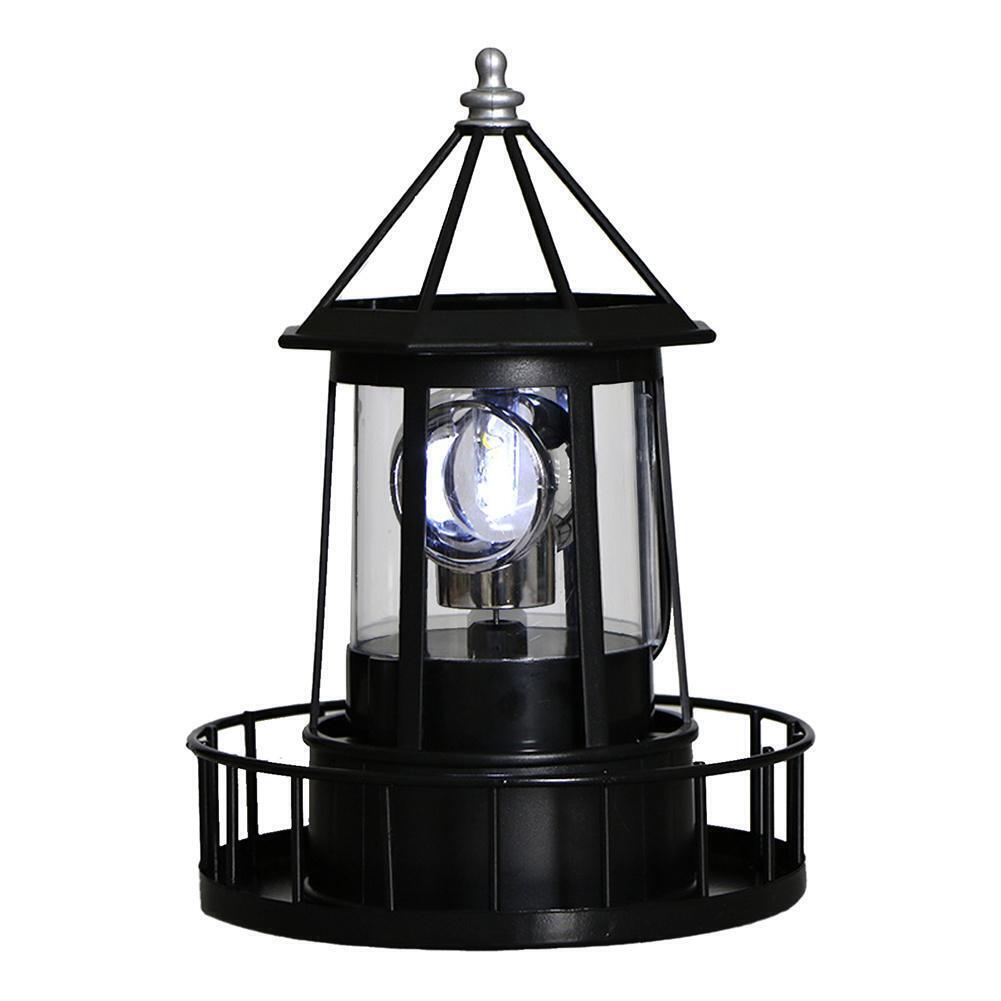Solar Powered LED Rotating Lighthouse Night Light Outdoor Home Garden ...