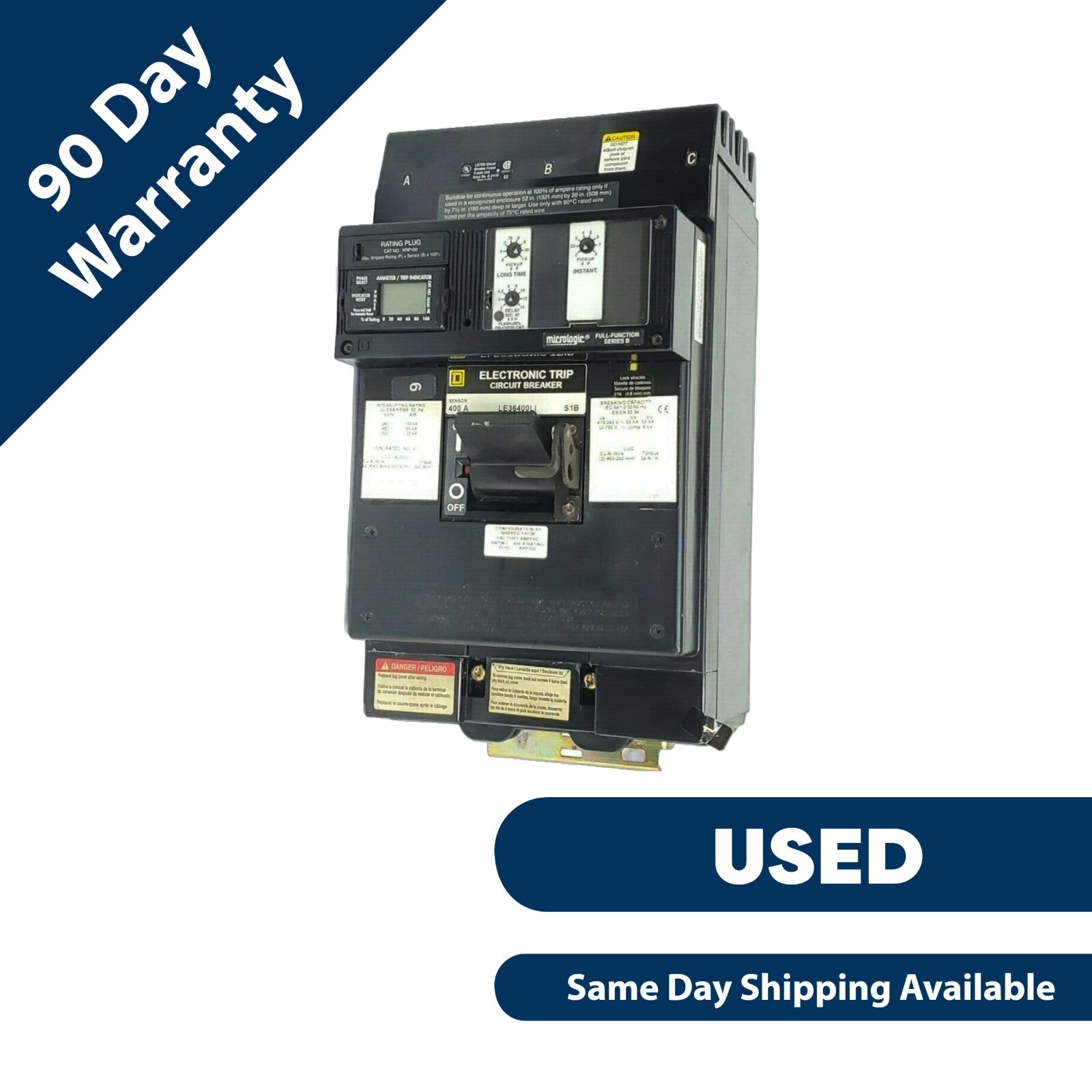 SQUARE D LE36400LI MOLDED CASE CIRCUIT BREAKER 600V, 400A W/ TRIP ...