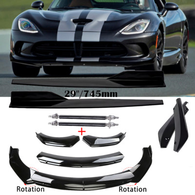 For Dodge Viper 01-17 Gloss Black Front Bumper Lip Spoiler Side Skirt ...