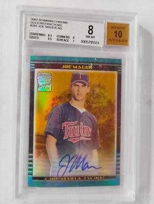2002 BOWMAM CHROME JOE MAUER GOLD REF #/50 AUTO GRADED BGS 8 HOF ROOKIE ...