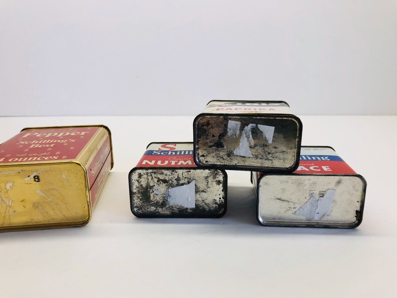 Vintage Set Of 4 Spice Mix Tins, Pepper,Nutmeg,Paprika, & Mace | eBay UK