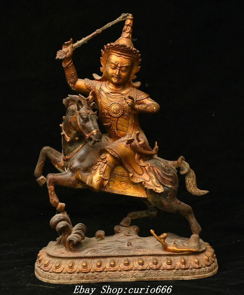 16'' Old Tibet Buddhism Bronze Gold Guru Padmasambhava Rinpoche Buddha ...