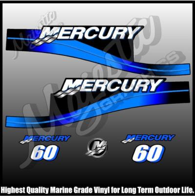 MERCURY 60 hp - DECAL KIT - BLUE - OUTBOARD DECALS | eBay