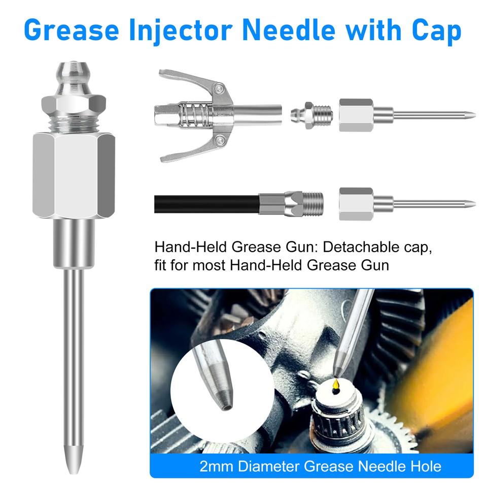 8pcs Grease Needle Tip Accessory Set,Injector Nozzle Dispenser 90 ...