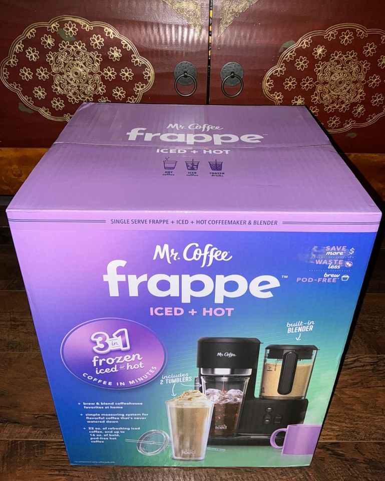 Mr. Coffee 3in1 Single Serve Frappe Iced +Hot Coffee Maker + Blender +2 ...