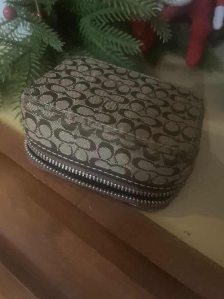 Coach Mini Pill Box Travel Case Signature Brown C Canvas 3.5 inch | eBay