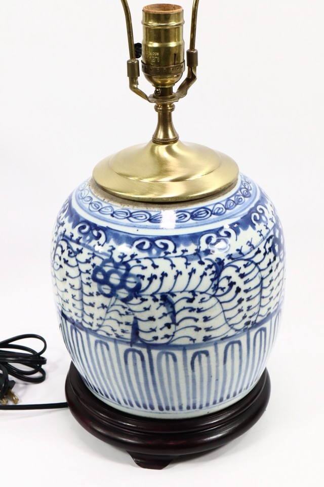 Chinese Fertility PHALLIC Blue & White Ginger Jar Table Lamp Penis ...