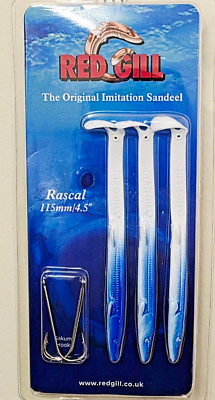 Red Gill Rascal Sandeel Lures 115mm / 4.5" - 3 Lures Per Pack | eBay UK