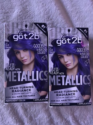 2 Boxes Schwarzkopf Got2b Metallics Permanent Hair Color Kit M67 Blue ...