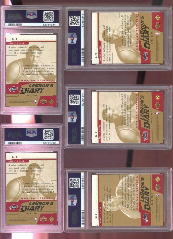 2003-04 Upper Deck #LJ13 Lebron James Diary ROOKIE RC PSA 9 Graded Card ...