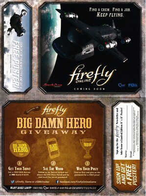 Firefly Online video game 2015 San Diego Comic-Con SDCC 4x6 promo card Serenity | eBay