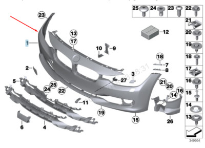 BMW 3 F35 Pare-chocs avant 51117338317 7338317 2015 Nouveau authentique ...