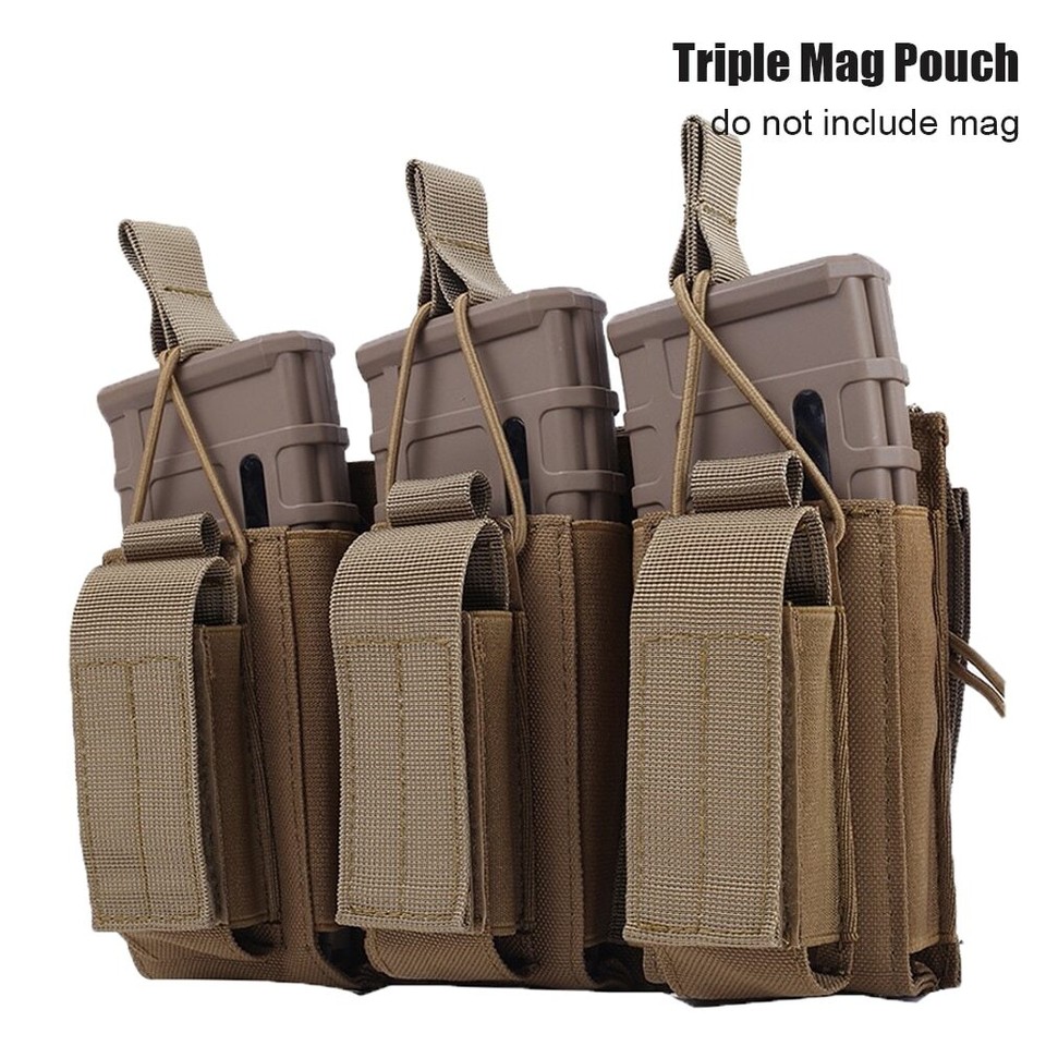Tactical Molle Magazine Pack Double/Triple Rifle Pistol Open Top Mag ...