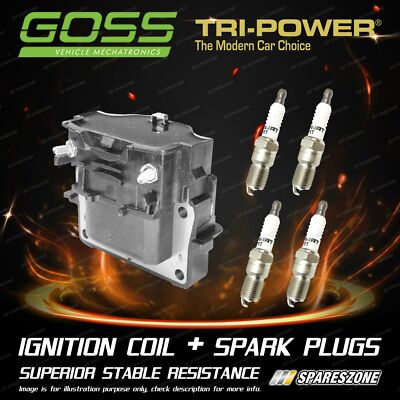 1 GOSS Ignition Coil + 4 Spark Plugs for Toyota Hiace RCH 12 22 RZH 103 ...
