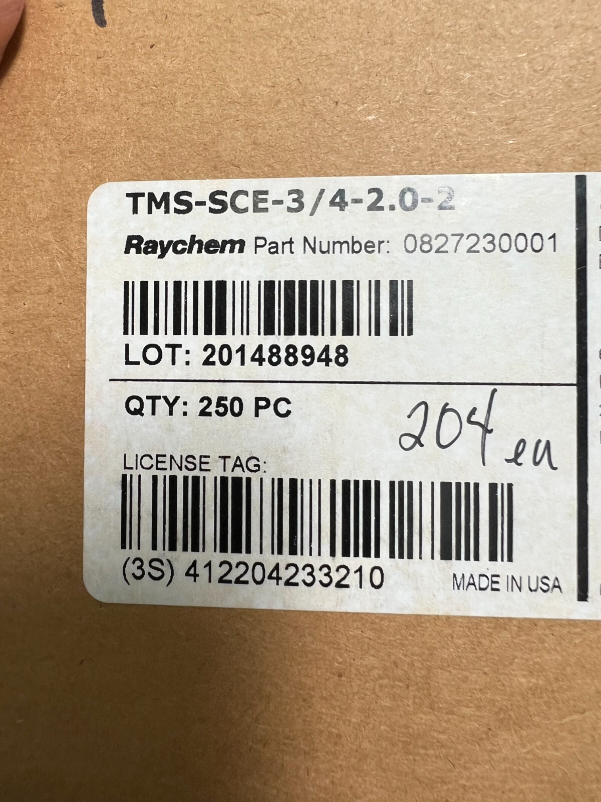 TMS-SCE-3/4-2.0-2 Wire Cable Marker heat shrink TE Raychem Mil Spec 2 ...