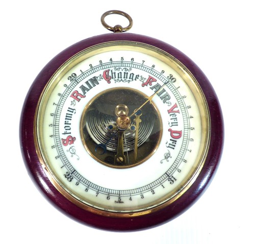 Vintage Barometer Made in Germany Wood & Brass Weather Station 5" | eBay