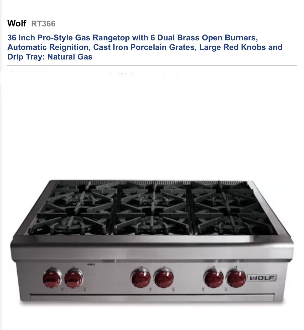 WOLF “CLASSIC” RED KNOB SET (6pc) FOR RT366 RANGETOPS, see pics. | eBay