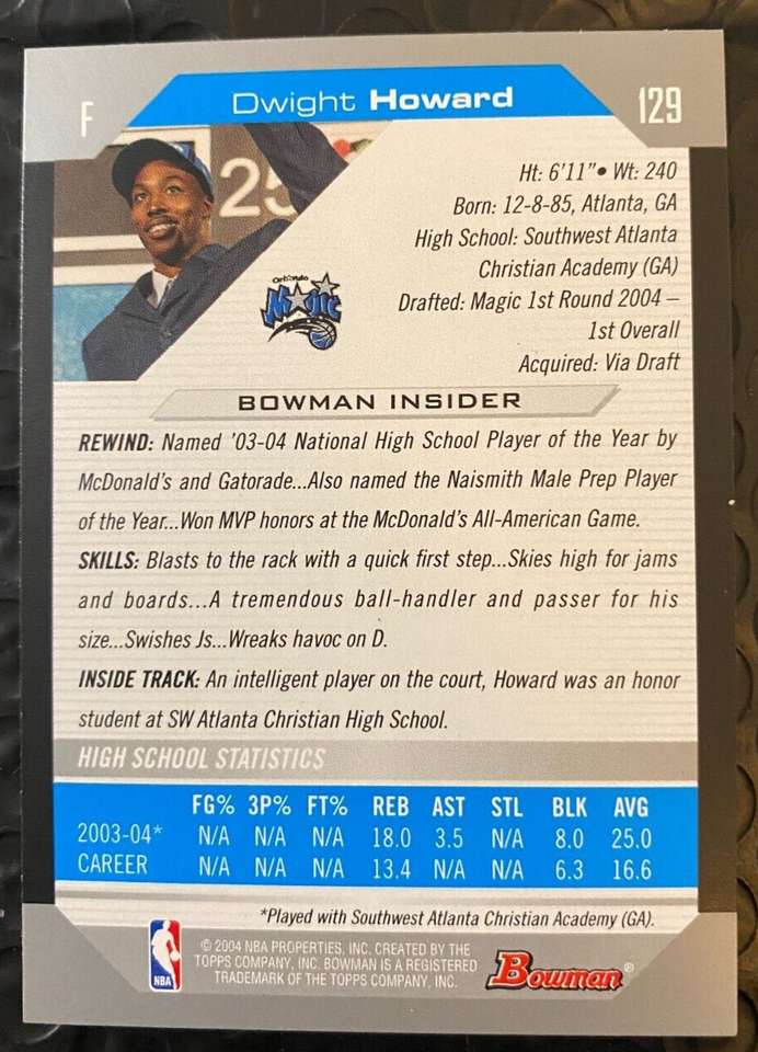 04-05 Bowman Dwight Howard Rookie Card | eBay