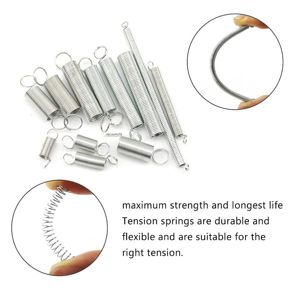 200x Steel Spring Assortment Set Extension Compression Springs for DIY ...