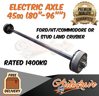 TRAILER ELECTRIC BRAKED AXLE 45MM SQUARE 1400KG CARAVAN 10" DRUM ...