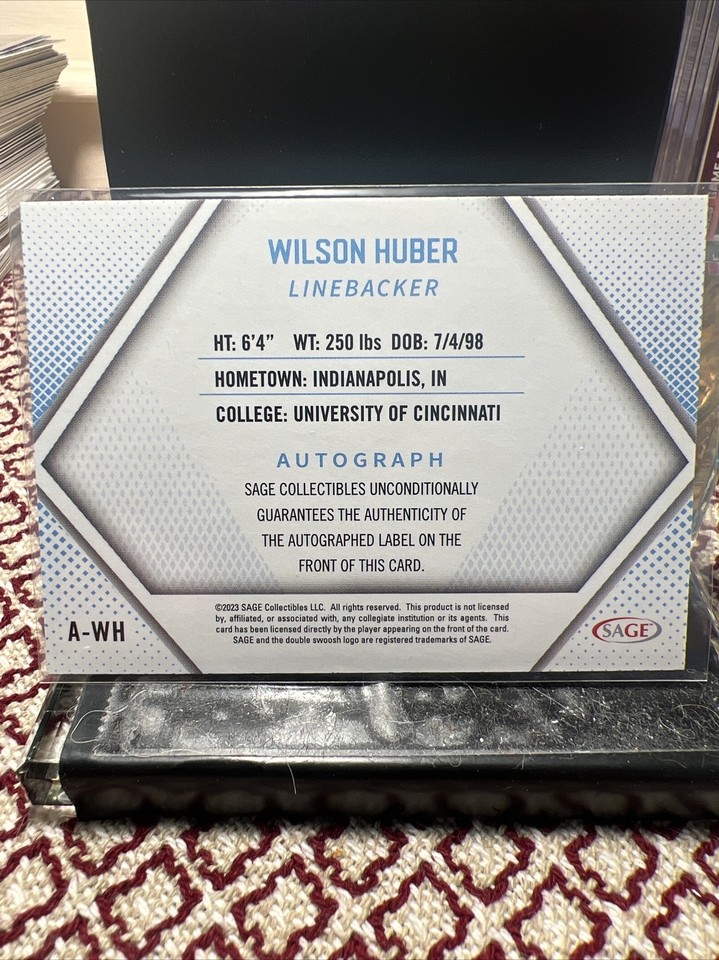 2023 Sage Wilson Huber RC Silver Auto Minnesota Vikings #A-WH | eBay