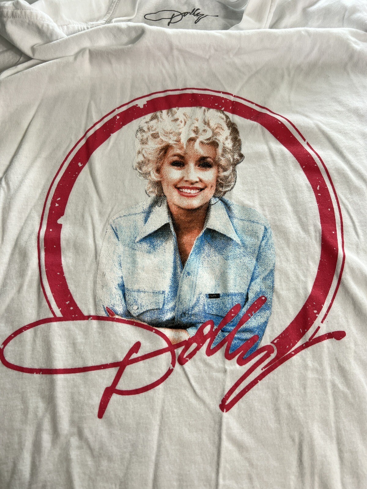 Dolly Parton Signature Logo White Tee T-Shirt Small - Gem