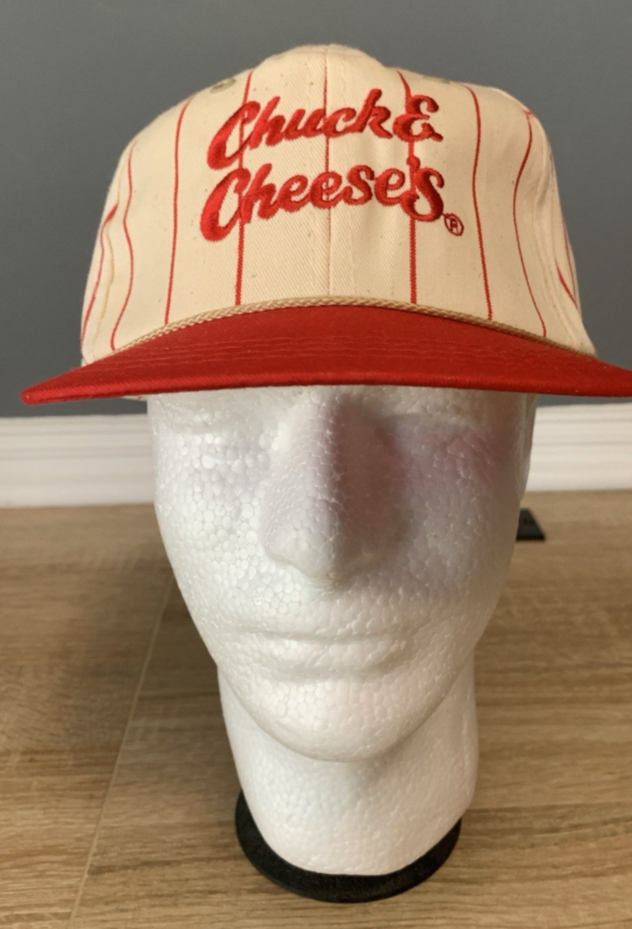 Chuck E. Cheese Vintage Pinstripe Rope Hat Adjustable… - Gem