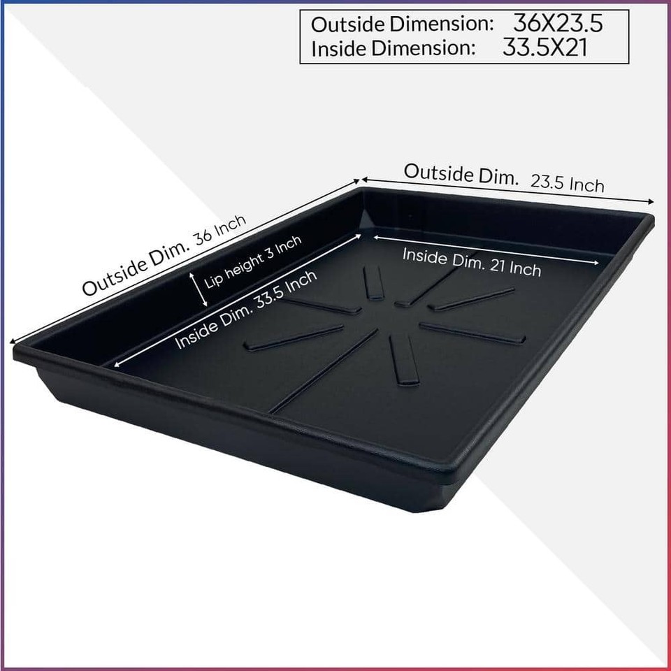 36 in. x 23 in. Heavy-Duty HDPE HVAC Condensate Drain Pan with Drain ...