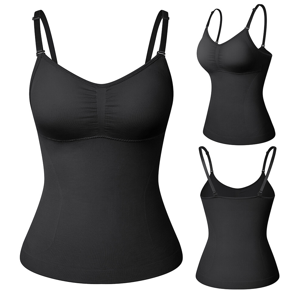 Seamless Women Built in Bra Padded Cami Vest Camisole Tank Tops Body ...