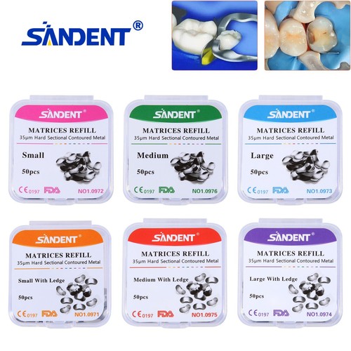 Dental Metal Matrices Matrix Band Sectional Contoured Refill Box S/M/L ...