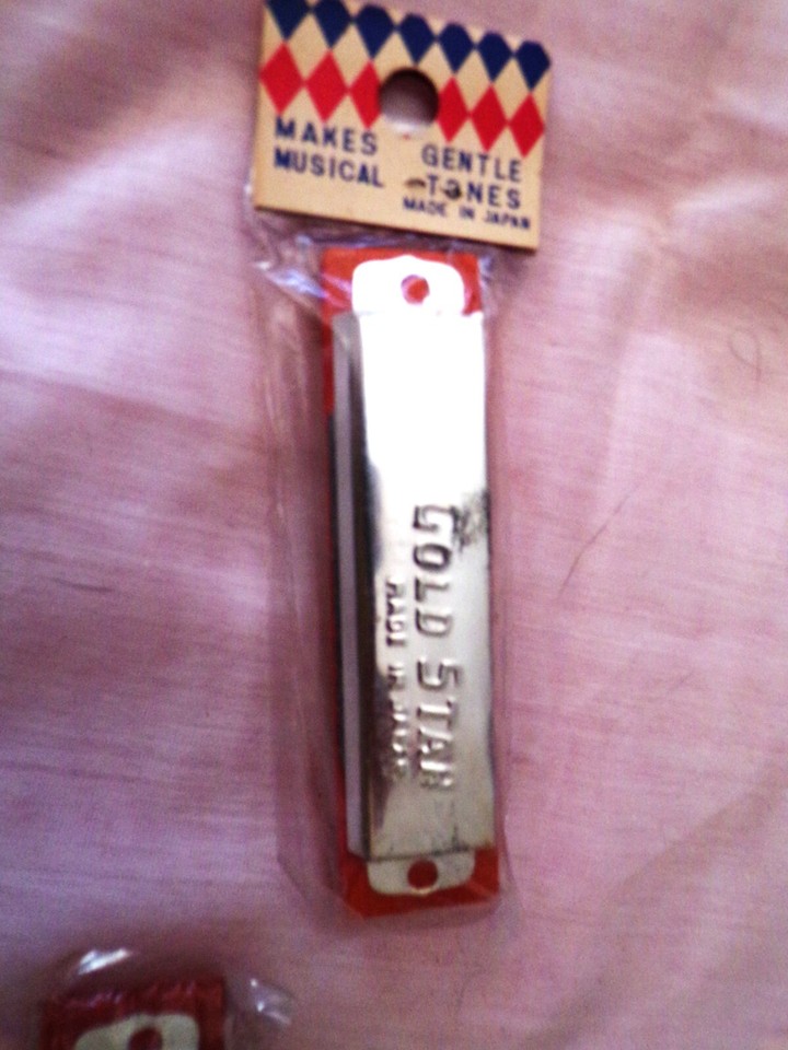 Vintage Harmonica Toy Brass Reeds Makes Gentle Tones, 5 Pack Gold Star ...