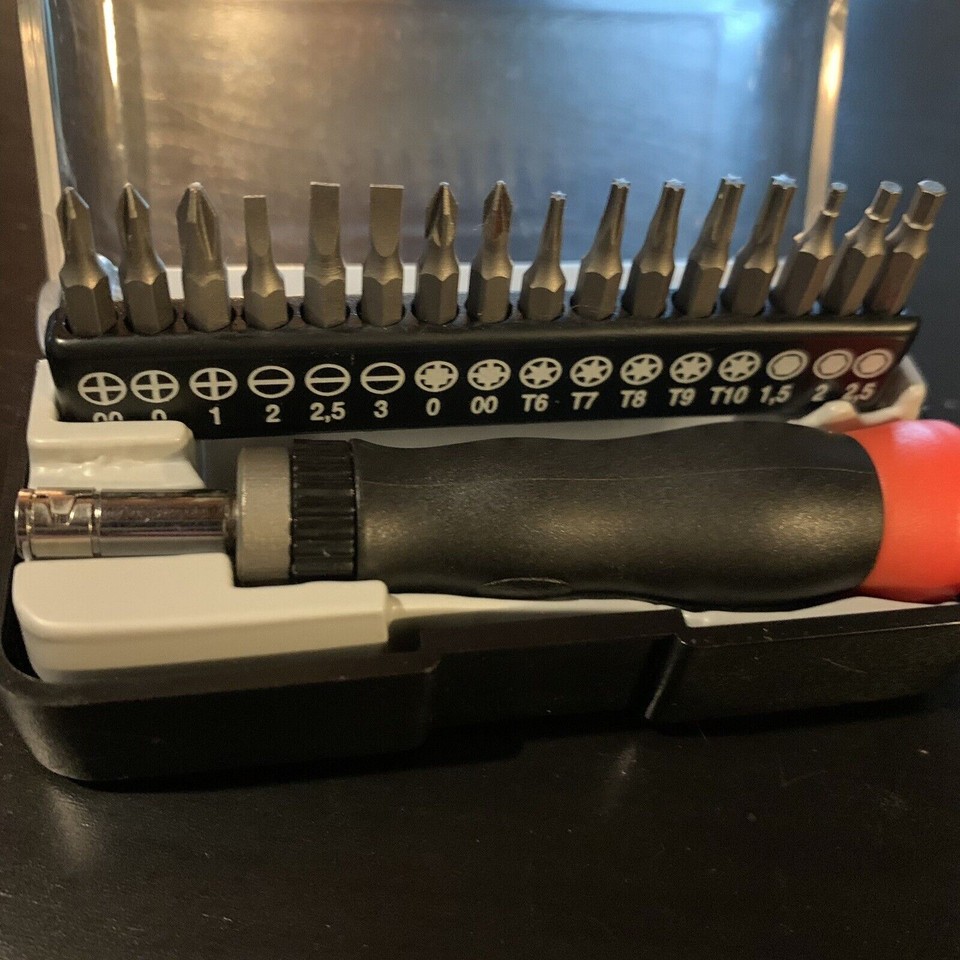Ratcheting Precision 17pc Screw Driver Set with Bits Hex Torx Flat ...