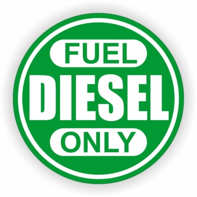 2-inch round DIESEL ONLY Weatherproof Vinyl Decal | Fuel Tank Def ...