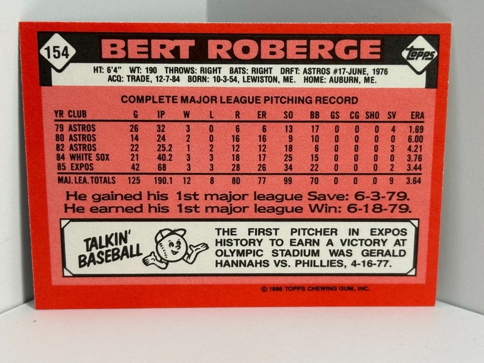 1986 Topps Tiffany #154 Bert Roberge | eBay