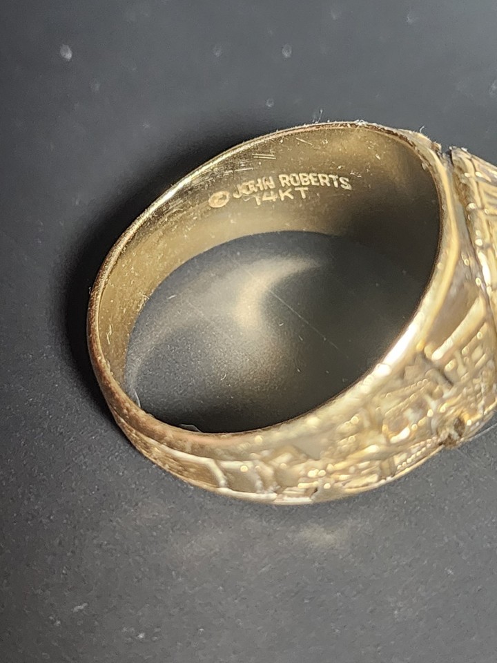 1986 John Roberts College Class Ring - 18.63g 14K Gold & synthetic ...