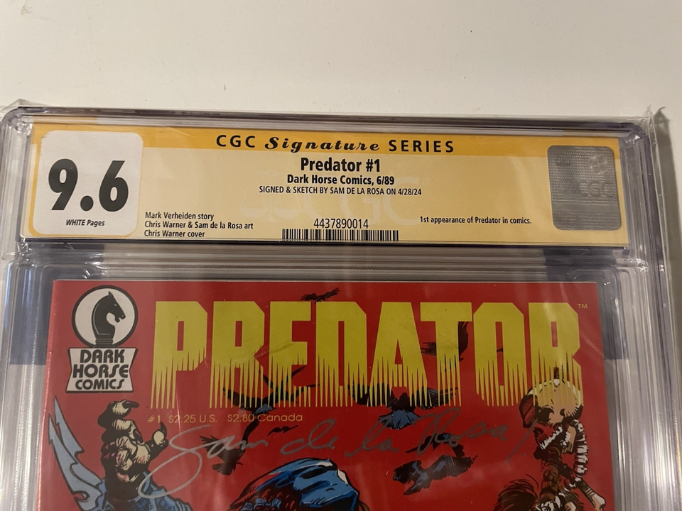 Predator 1 CGC 9.6 SS Signed & Sketched Sam De La Rosa White Pages Dark ...