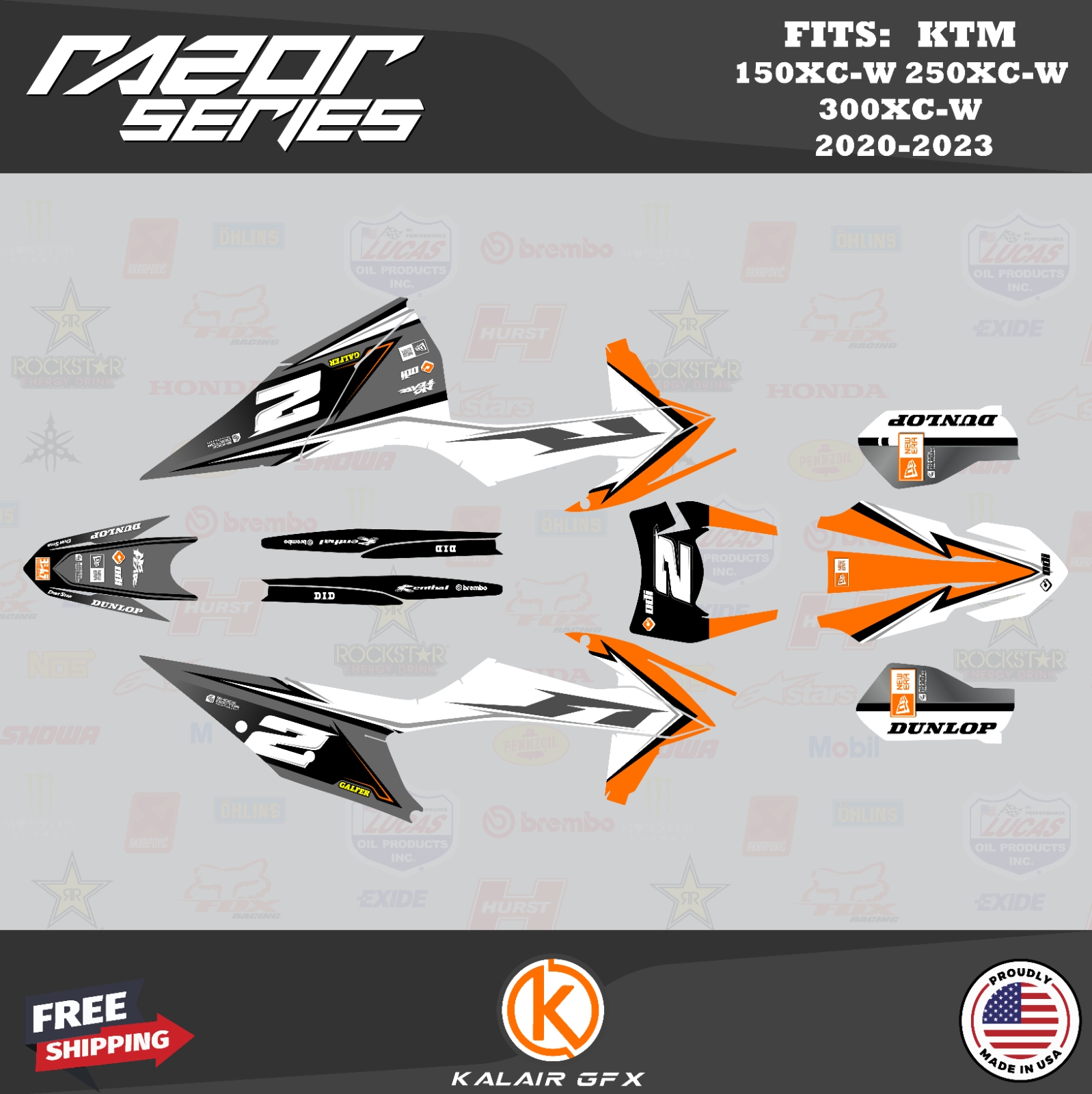 Graphics Kit for KTM 150XC-W 250XC-W 300XC-W 2020 2021 2022 2023 Razor ...