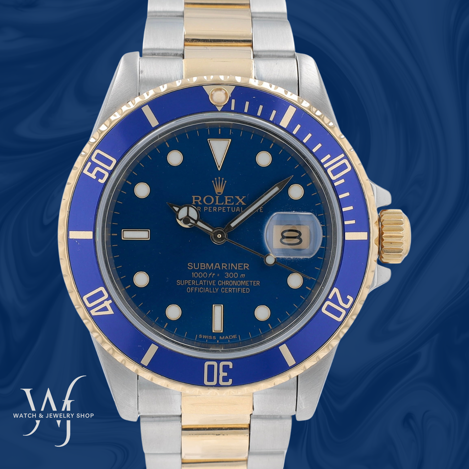 Rolex Submariner Two-Tone Blue Dial & Insert Rotating Bezel Oyster ...