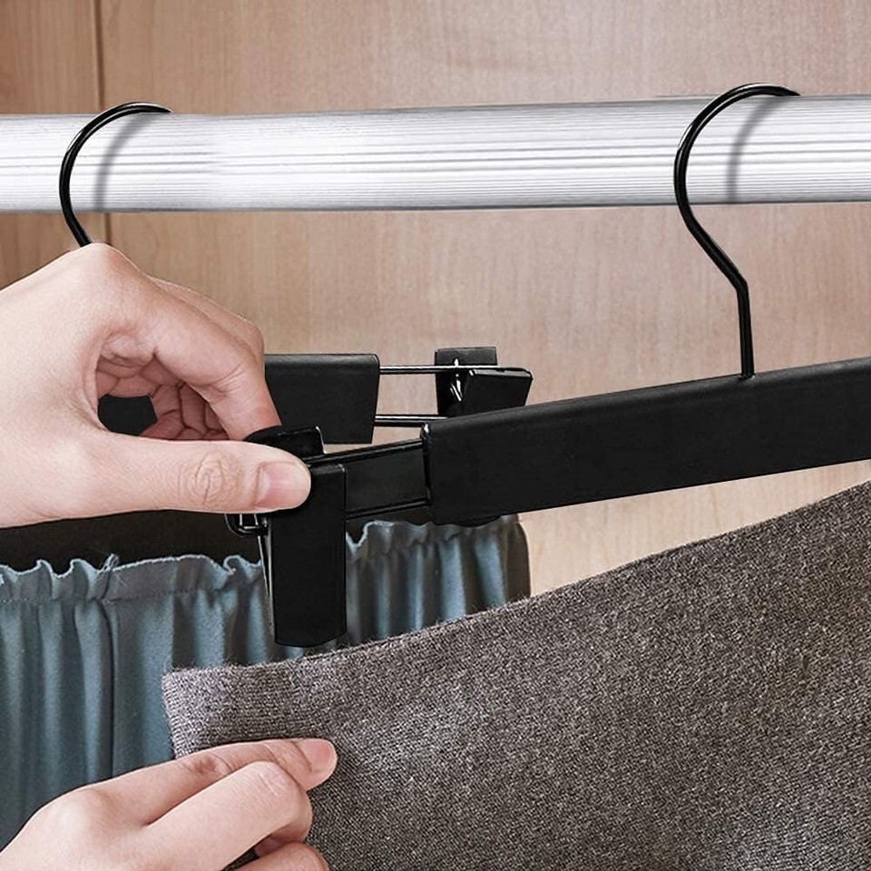 10-60 Pack Adjustable Clip Clothes Pants Hanger Trousers Skirt Dress ...