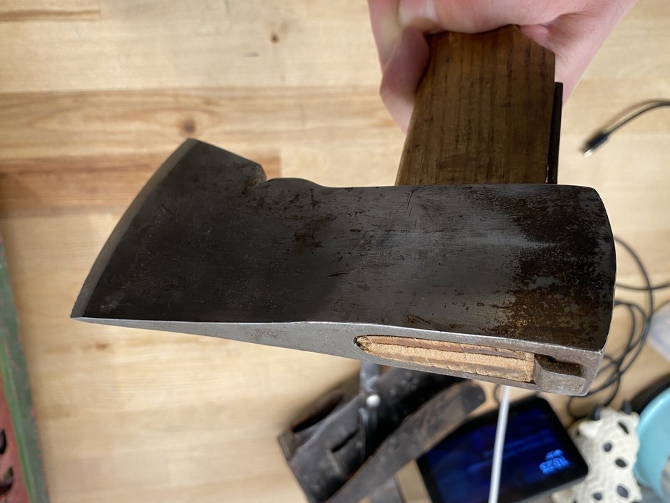 Vintage hatchet with leather sheath . Unknown maker very high quality ...