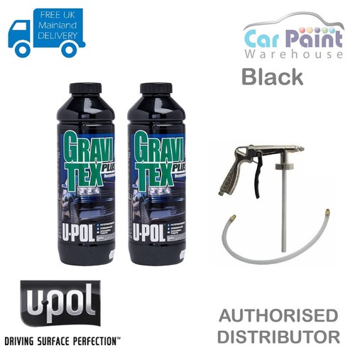 2 x U-POL Stone Chip Gravitex BLACK HS Stonechip Protector 1L ...