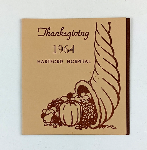 1964 Hartford CT Hospital Thanksgiving Cafeteria Patient Vintage Menu ...
