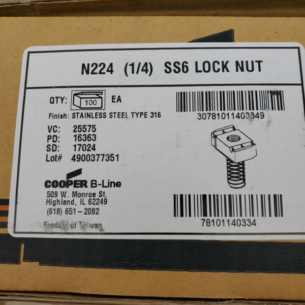 B-Line N224SS6 Spring Nut - Silver for sale online | eBay
