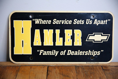 Vintage GM dealership License Plate tag Chevrolet Hamler Family Dealer ...