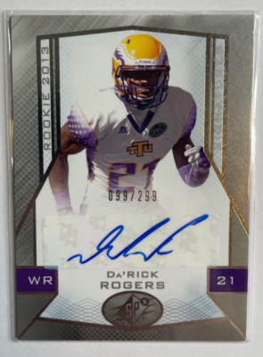 Da'Rick Rogers 2013 SPx RC AUTO #115 Tennessee Tech Golden Eagles ...